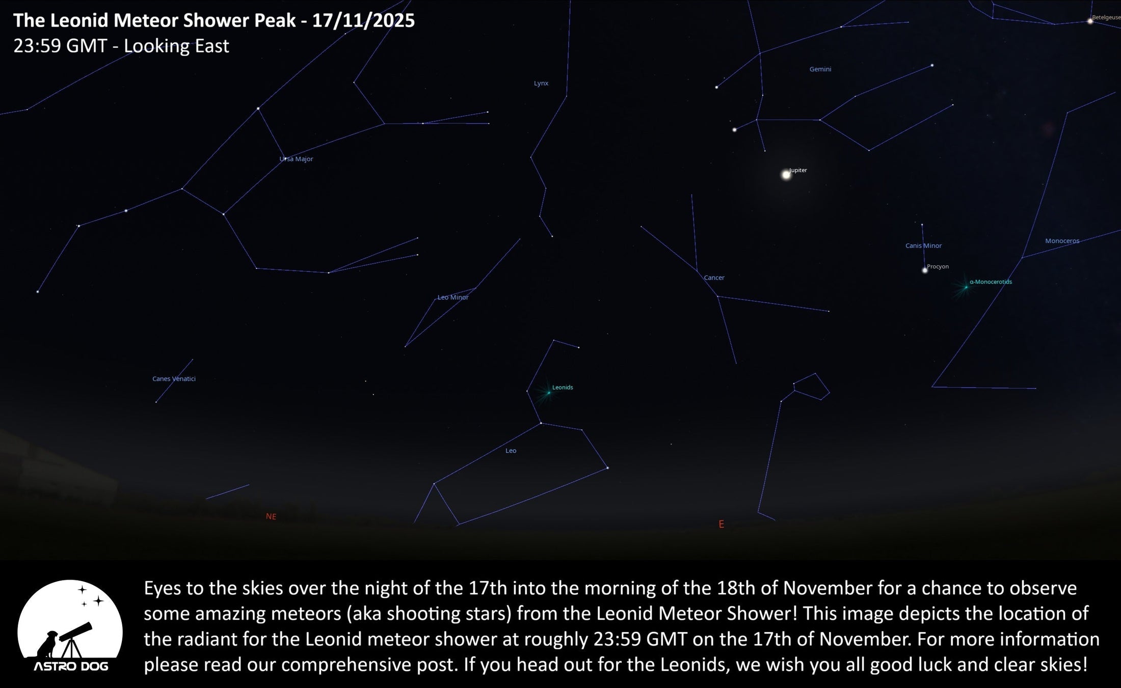 LEONID METEOR SHOWER PEAKS THIS MONDAY! – 17/11/2025 – Astro Dog